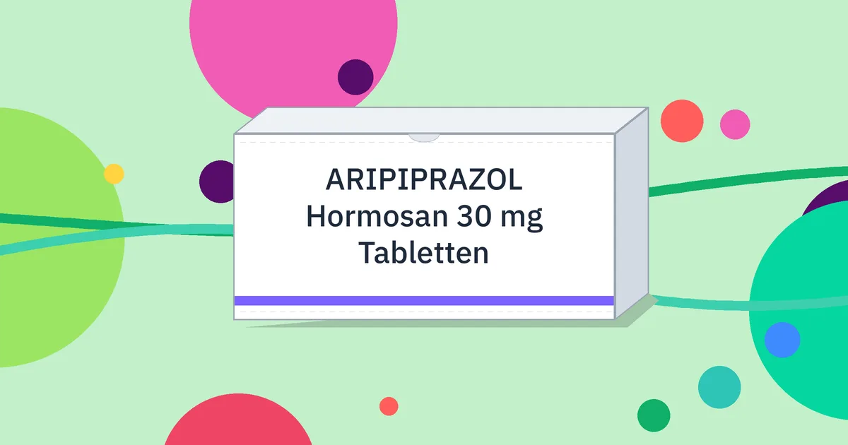 Symbolbild: Packung mit der Aufschrift ARIPIPRAZOL Hormosan 30 mg Tabletten (PZN 10754384) – Verfügbarkeit und Bezug in Apotheken in Frankfurt am Main