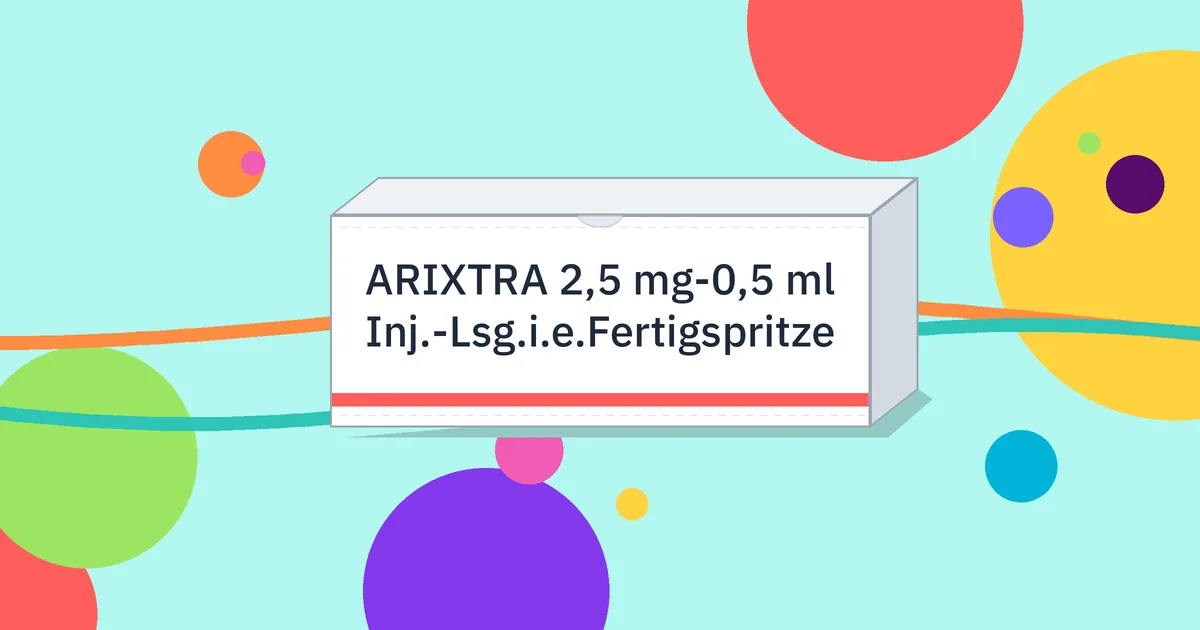 Symbolbild: Packung mit der Aufschrift ARIXTRA 2,5 mg-0,5 ml Inj.-Lsg.i.e.Fertigspritze (PZN 13229425) – Verfügbarkeit und Bezug in Apotheken in Frankfurt am Main