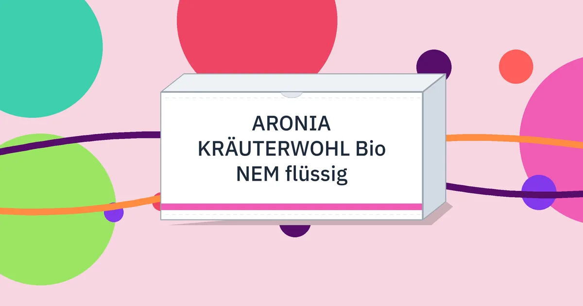 Symbolbild: Packung mit der Aufschrift ARONIA KRÄUTERWOHL Bio NEM flüssig (PZN 16971390) – Verfügbarkeit und Bezug in Apotheken in Frankfurt am Main