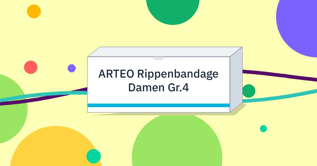 Symbolbild: Packung mit der Aufschrift ARTEO Rippenbandage Damen Gr.4 (PZN 12494912) – Verfügbarkeit und Bezug in Apotheken in Frankfurt am Main