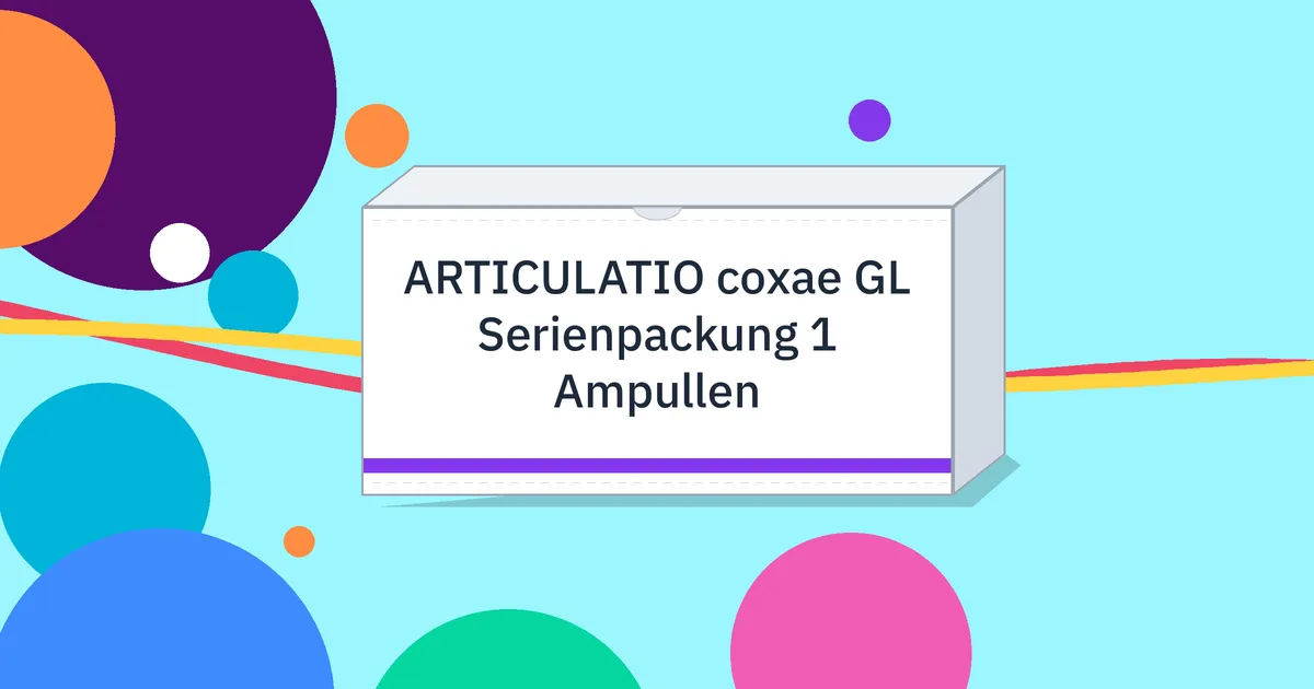 Symbolbild: Packung mit der Aufschrift ARTICULATIO coxae GL Serienpackung 1 Ampullen (PZN 00847506) – Verfügbarkeit und Bezug in Apotheken in Frankfurt am Main