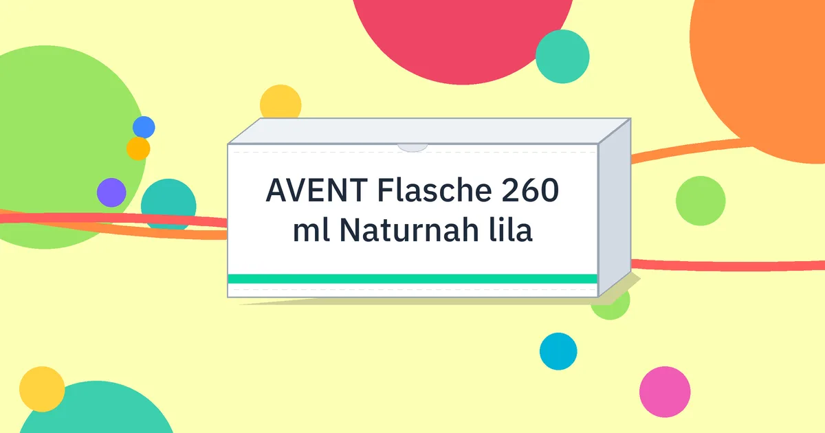 Symbolbild: Packung mit der Aufschrift AVENT Flasche 260 ml Naturnah lila (PZN 11381034) – Verfügbarkeit und Bezug in Apotheken in Frankfurt am Main