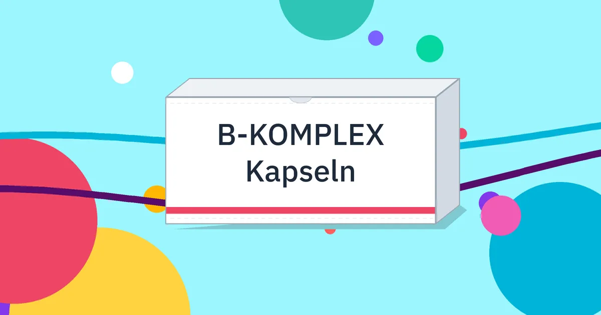 Symbolbild: Packung mit der Aufschrift B-KOMPLEX Kapseln (PZN 18299264) – Verfügbarkeit und Bezug in Apotheken in Frankfurt am Main