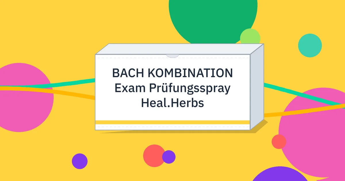 Symbolbild: Packung mit der Aufschrift BACH KOMBINATION Exam Prüfungsspray Heal.Herbs (PZN 05118999) – Verfügbarkeit und Bezug in Apotheken in Frankfurt am Main