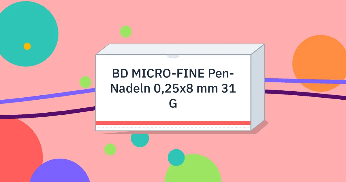 Symbolbild: Packung mit der Aufschrift BD MICRO-FINE Pen-Nadeln 0,25x8 mm 31 G (PZN 19640630) – Verfügbarkeit und Bezug in Apotheken in Frankfurt am Main