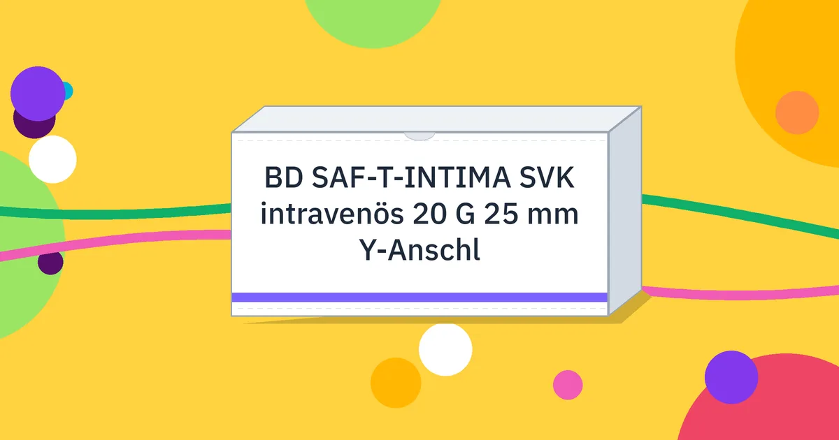 Symbolbild: Packung mit der Aufschrift BD SAF-T-INTIMA SVK intravenös 20 G 25 mm Y-Anschl (PZN 17755151) – Verfügbarkeit und Bezug in Apotheken in Frankfurt am Main