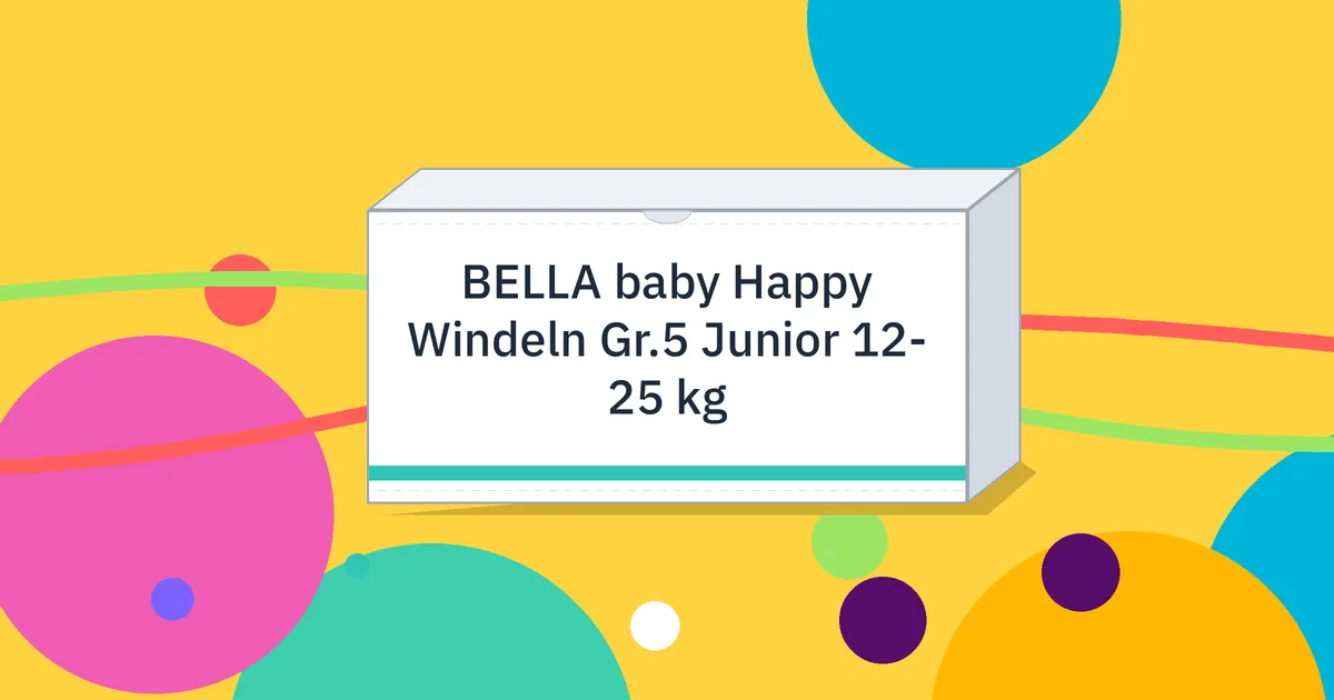 Symbolbild: Packung mit der Aufschrift BELLA baby Happy Windeln Gr.5 Junior 12-25 kg (PZN 15210039) – Verfügbarkeit und Bezug in Apotheken in Frankfurt am Main