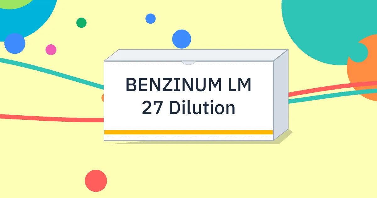 Symbolbild: Packung mit der Aufschrift BENZINUM LM 27 Dilution (PZN 12792199) – Verfügbarkeit und Bezug in Apotheken in Frankfurt am Main