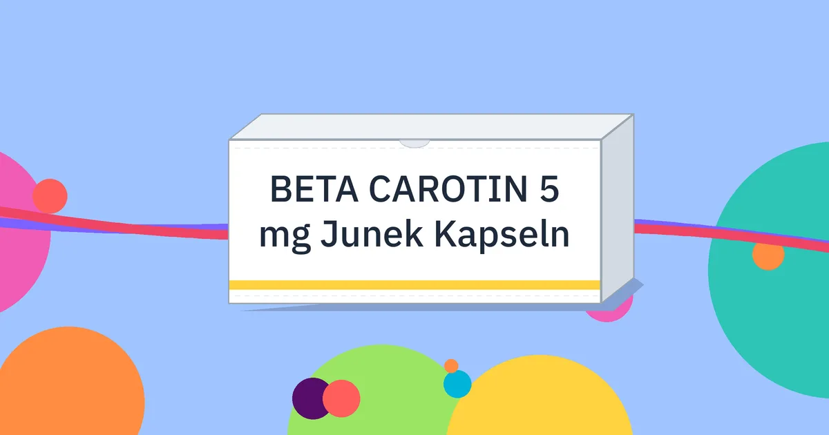 Symbolbild: Packung mit der Aufschrift BETA CAROTIN 5 mg Junek Kapseln (PZN 07086252) – Verfügbarkeit und Bezug in Apotheken in Frankfurt am Main