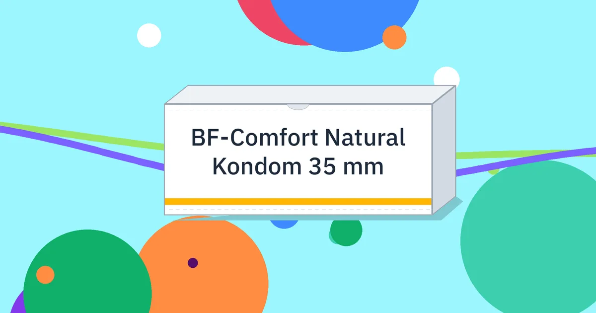 Symbolbild: Packung mit der Aufschrift BF-Comfort Natural Kondom 35 mm (PZN 07311890) – Verfügbarkeit und Bezug in Apotheken in Frankfurt am Main