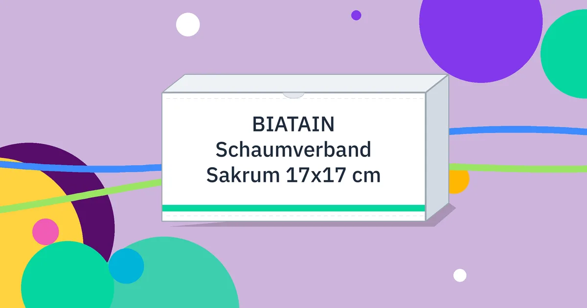 Symbolbild: Packung mit der Aufschrift BIATAIN Schaumverband Sakrum 17x17 cm (PZN 15559285) – Verfügbarkeit und Bezug in Apotheken in Frankfurt am Main
