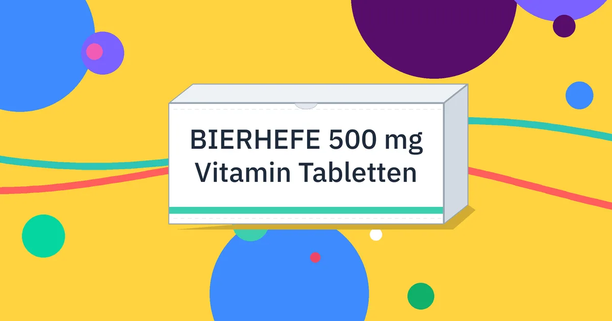 Symbolbild: Packung mit der Aufschrift BIERHEFE 500 mg Vitamin Tabletten (PZN 00105242) – Verfügbarkeit und Bezug in Apotheken in Frankfurt am Main