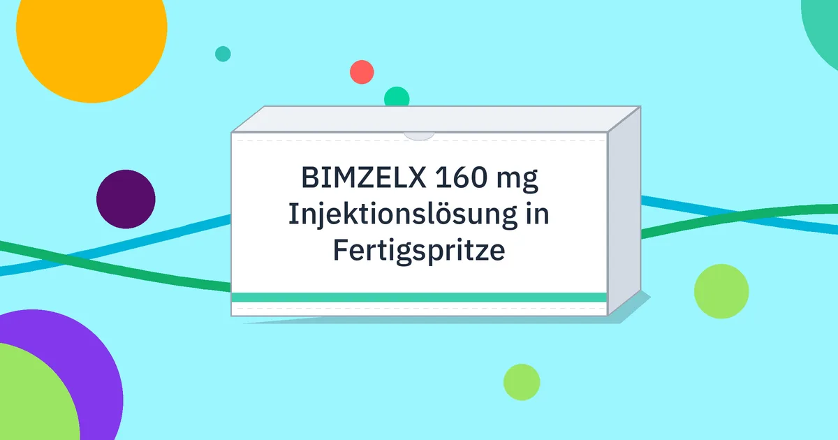 Symbolbild: Packung mit der Aufschrift BIMZELX 160 mg Injektionslösung in Fertigspritze (PZN 18400757) – Verfügbarkeit und Bezug in Apotheken in Frankfurt am Main