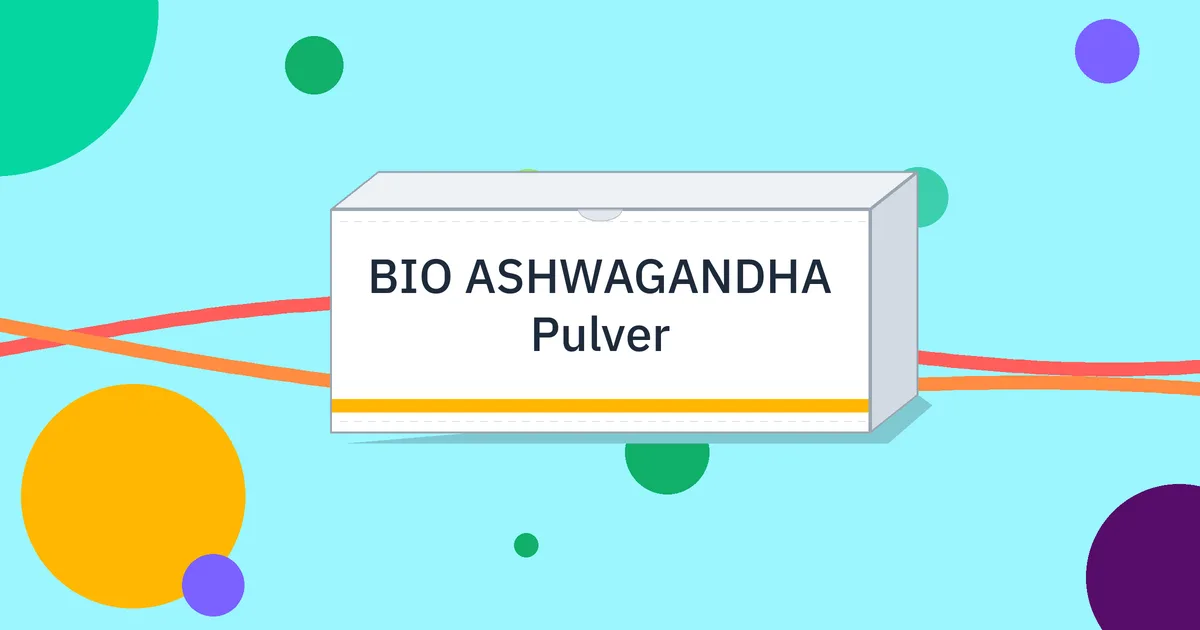 Symbolbild: Packung mit der Aufschrift BIO ASHWAGANDHA Pulver (PZN 11071121) – Verfügbarkeit und Bezug in Apotheken in Frankfurt am Main