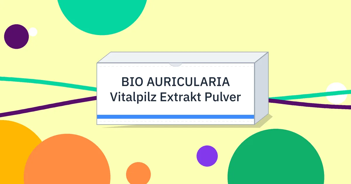 Symbolbild: Packung mit der Aufschrift BIO AURICULARIA Vitalpilz Extrakt Pulver (PZN 19820409) – Verfügbarkeit und Bezug in Apotheken in Frankfurt am Main