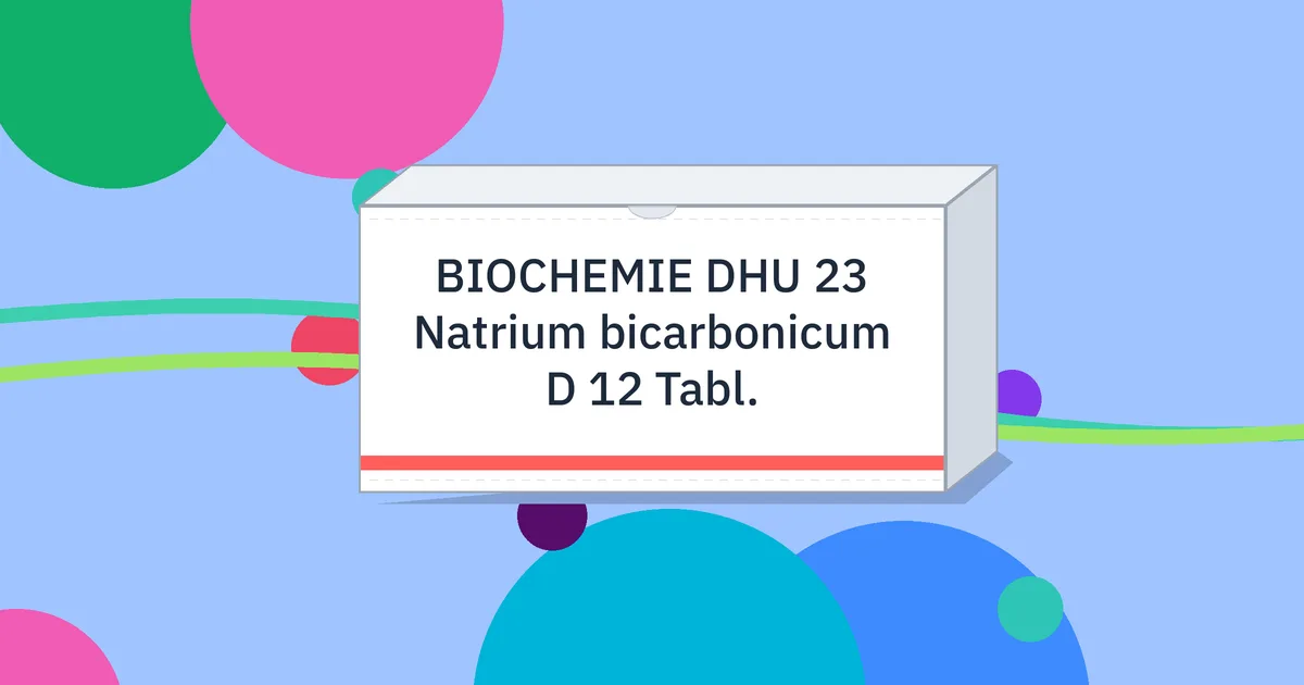 Symbolbild: Packung mit der Aufschrift BIOCHEMIE DHU 23 Natrium bicarbonicum D 12 Tabl. (PZN 02581751) – Verfügbarkeit und Bezug in Apotheken in Frankfurt am Main