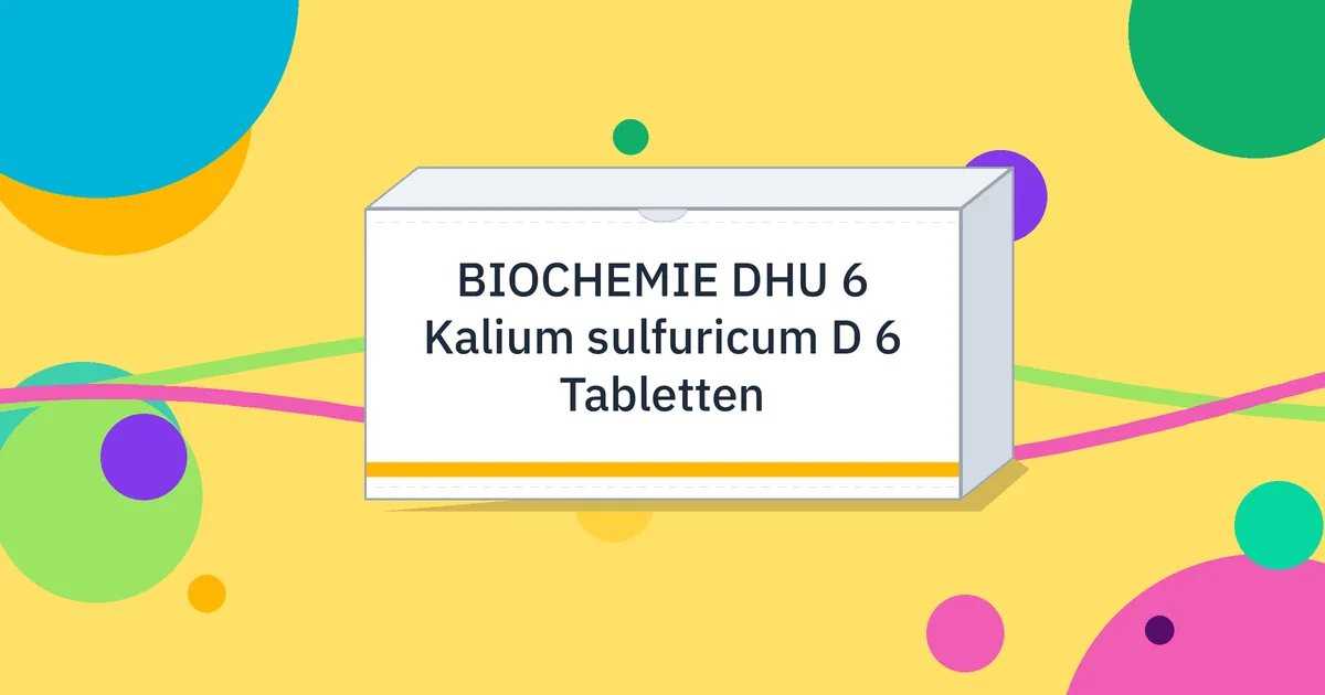 Symbolbild: Packung mit der Aufschrift BIOCHEMIE DHU 6 Kalium sulfuricum D 6 Tabletten (PZN 18182622) – Verfügbarkeit und Bezug in Apotheken in Frankfurt am Main