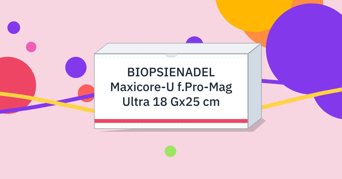 Symbolbild: Packung mit der Aufschrift BIOPSIENADEL Maxicore-U f.Pro-Mag Ultra 18 Gx25 cm (PZN 18811897) – Verfügbarkeit und Bezug in Apotheken in Frankfurt am Main