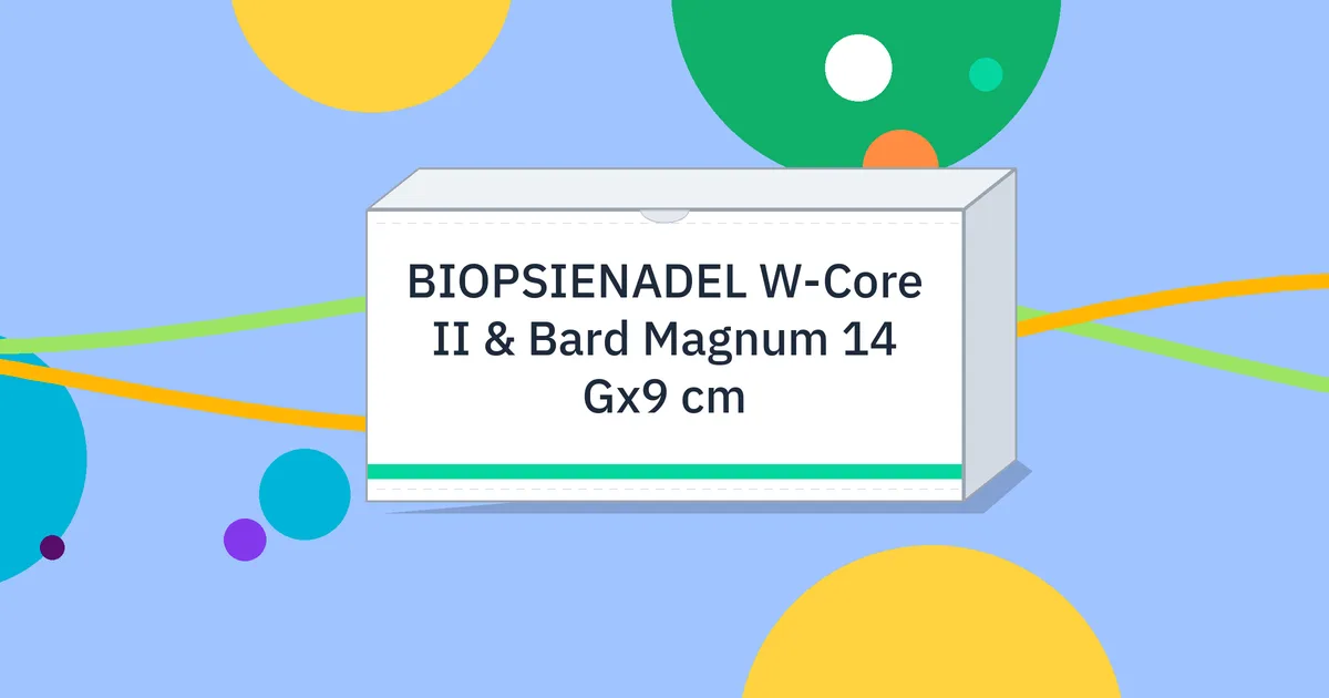 Symbolbild: Packung mit der Aufschrift BIOPSIENADEL W-Core II & Bard Magnum 14 Gx9 cm (PZN 19351883) – Verfügbarkeit und Bezug in Apotheken in Frankfurt am Main