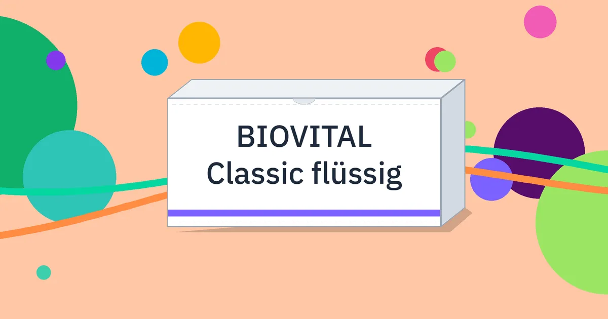 Symbolbild: Packung mit der Aufschrift BIOVITAL Classic flüssig (PZN 01589495) – Verfügbarkeit und Bezug in Apotheken in Frankfurt am Main