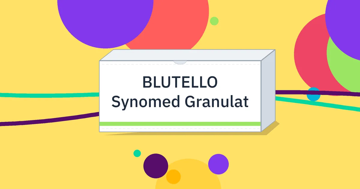 Symbolbild: Packung mit der Aufschrift BLUTELLO Synomed Granulat (PZN 00664757) – Verfügbarkeit und Bezug in Apotheken in Frankfurt am Main
