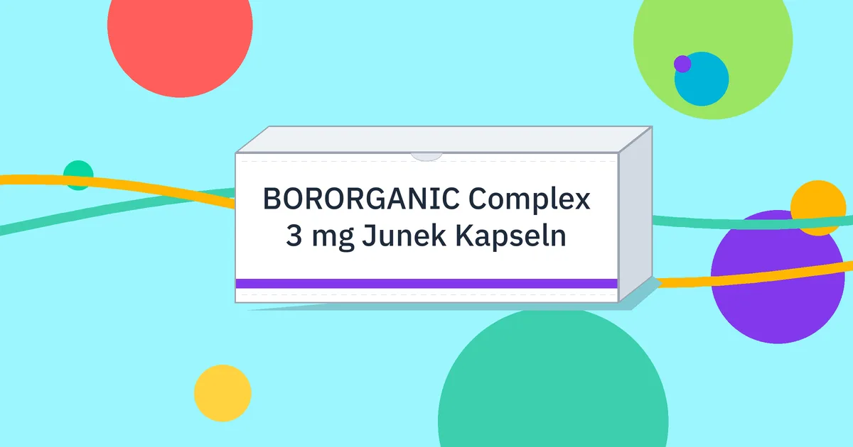 Symbolbild: Packung mit der Aufschrift BORORGANIC Complex 3 mg Junek Kapseln (PZN 10521929) – Verfügbarkeit und Bezug in Apotheken in Frankfurt am Main