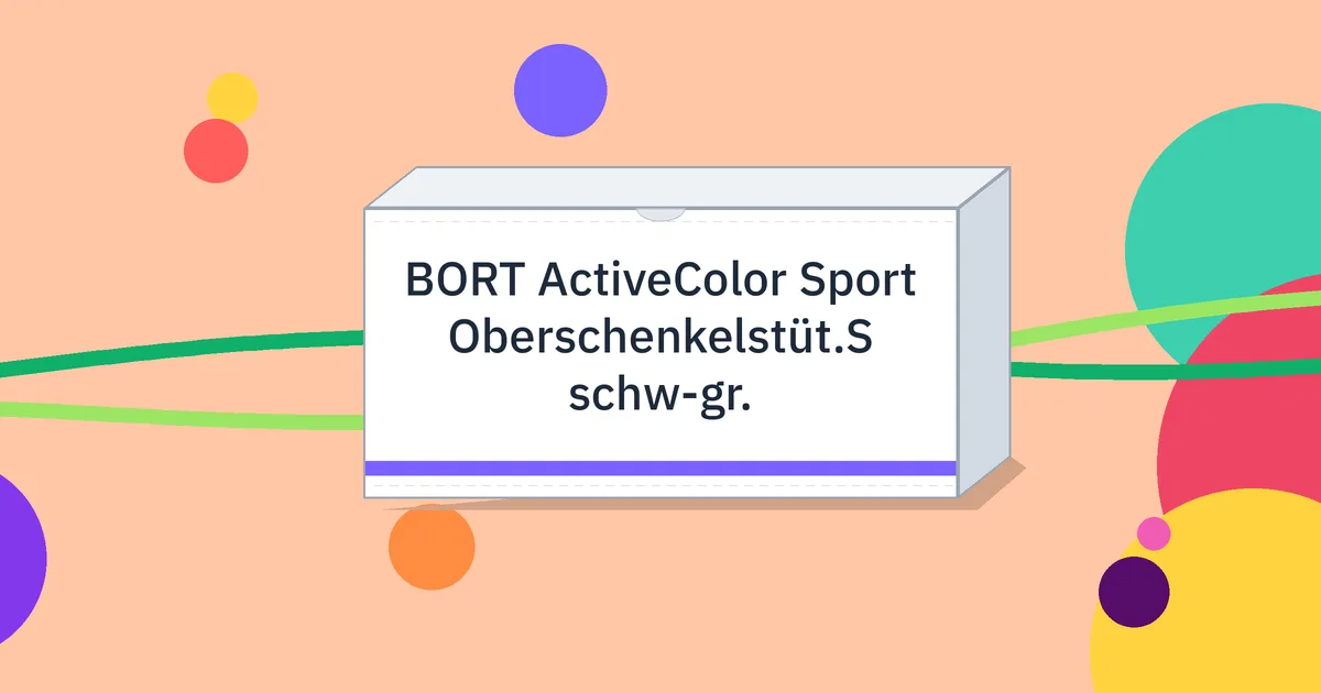 Symbolbild: Packung mit der Aufschrift BORT ActiveColor Sport Oberschenkelstüt.S schw-gr. (PZN 12573741) – Verfügbarkeit und Bezug in Apotheken in Frankfurt am Main