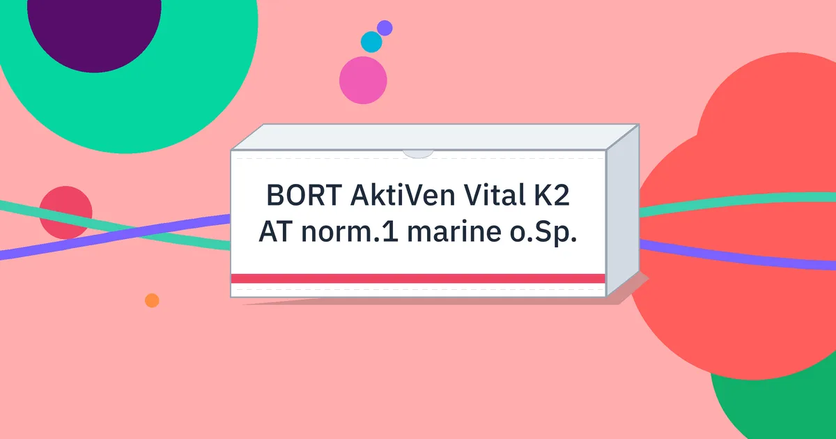 Symbolbild: Packung mit der Aufschrift BORT AktiVen Vital K2 AT norm.1 marine o.Sp. (PZN 13741643) – Verfügbarkeit und Bezug in Apotheken in Frankfurt am Main