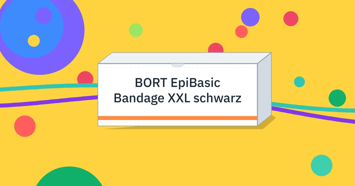 Symbolbild: Packung mit der Aufschrift BORT EpiBasic Bandage XXL schwarz (PZN 09444313) – Verfügbarkeit und Bezug in Apotheken in Frankfurt am Main