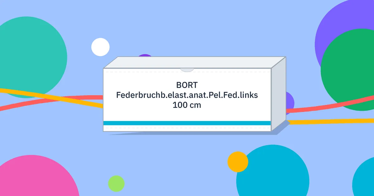 Symbolbild: Packung mit der Aufschrift BORT Federbruchb.elast.anat.Pel.Fed.links 100 cm (PZN 07195857) – Verfügbarkeit und Bezug in Apotheken in Frankfurt am Main