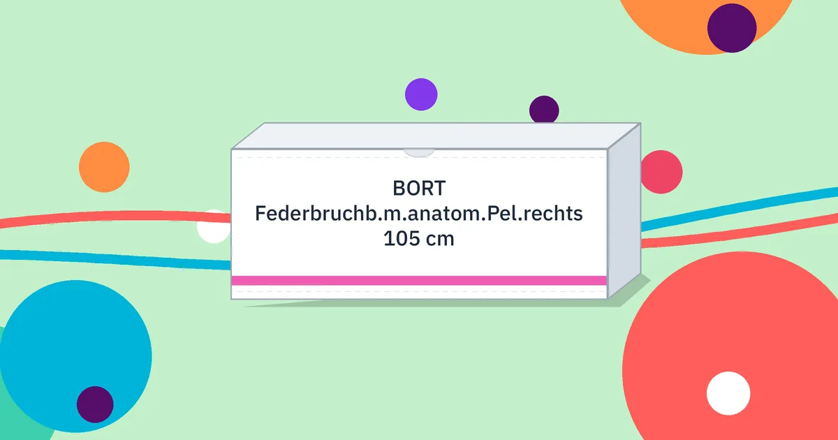 Symbolbild: Packung mit der Aufschrift BORT Federbruchb.m.anatom.Pel.rechts 105 cm (PZN 07195320) – Verfügbarkeit und Bezug in Apotheken in Frankfurt am Main