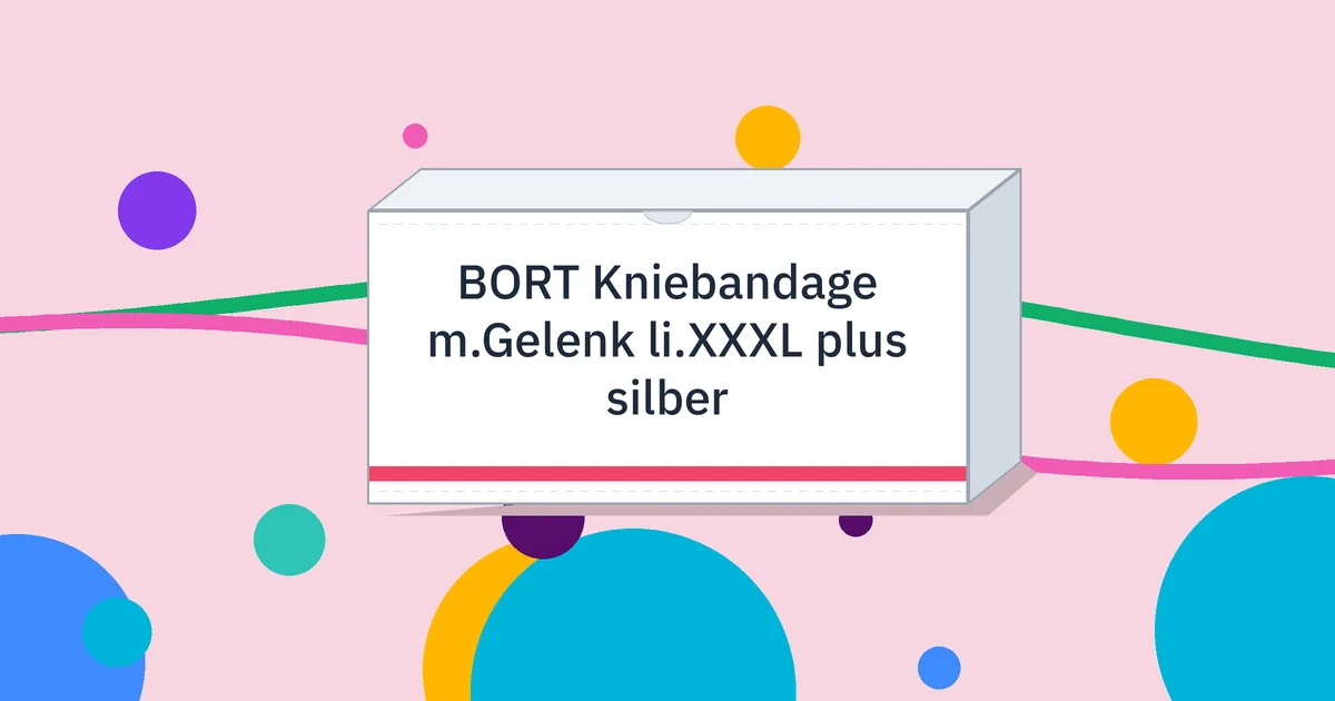 Symbolbild: Packung mit der Aufschrift BORT Kniebandage m.Gelenk li.XXXL plus silber (PZN 11583476) – Verfügbarkeit und Bezug in Apotheken in Frankfurt am Main