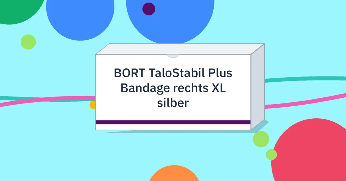 Symbolbild: Packung mit der Aufschrift BORT TaloStabil Plus Bandage rechts XL silber (PZN 07672085) – Verfügbarkeit und Bezug in Apotheken in Frankfurt am Main
