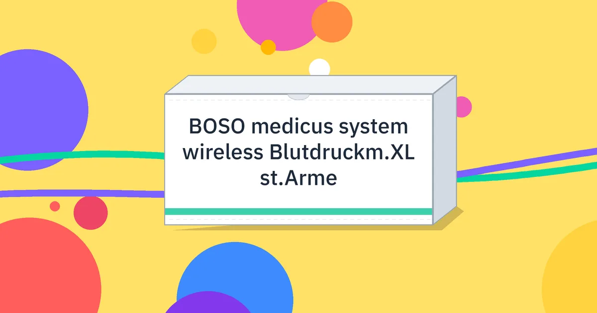 Symbolbild: Packung mit der Aufschrift BOSO medicus system wireless Blutdruckm.XL st.Arme (PZN 13814170) – Verfügbarkeit und Bezug in Apotheken in Frankfurt am Main