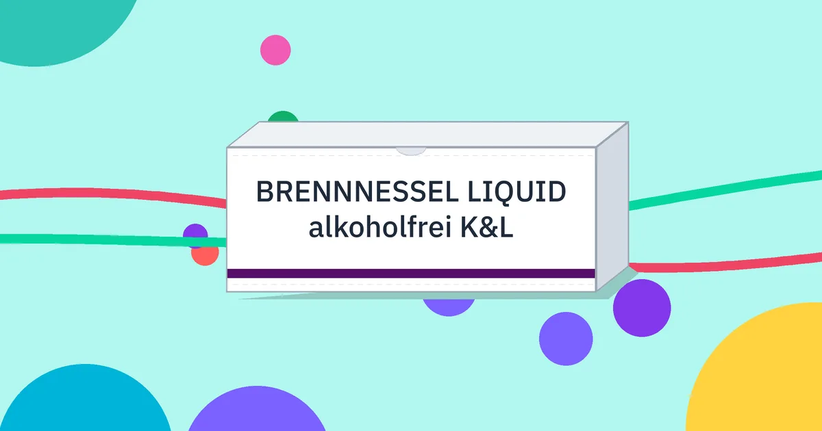 Symbolbild: Packung mit der Aufschrift BRENNNESSEL LIQUID alkoholfrei K&L (PZN 16583558) – Verfügbarkeit und Bezug in Apotheken in Frankfurt am Main