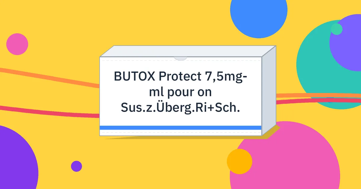 Symbolbild: Packung mit der Aufschrift BUTOX Protect 7,5mg-ml pour on Sus.z.Überg.Ri+Sch. (PZN 10109695) – Verfügbarkeit und Bezug in Apotheken in Frankfurt am Main