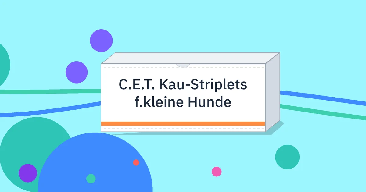 Symbolbild: Packung mit der Aufschrift C.E.T. Kau-Striplets f.kleine Hunde (PZN 16608873) – Verfügbarkeit und Bezug in Apotheken in Frankfurt am Main