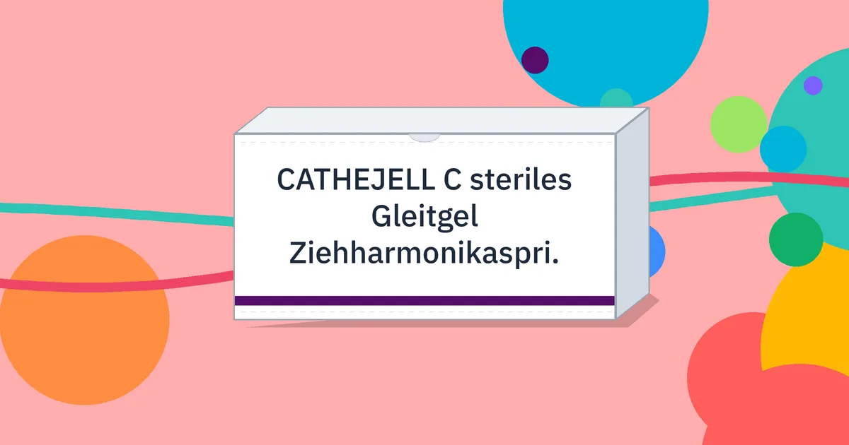 Symbolbild: Packung mit der Aufschrift CATHEJELL C steriles Gleitgel Ziehharmonikaspri. (PZN 11240256) – Verfügbarkeit und Bezug in Apotheken in Frankfurt am Main