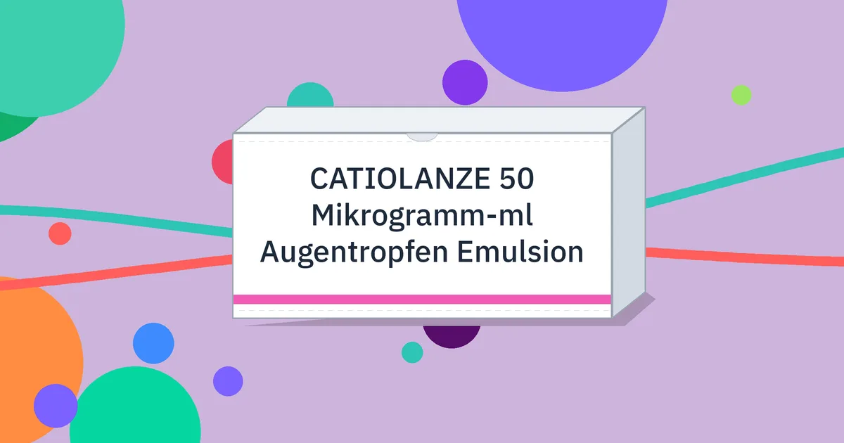 Symbolbild: Packung mit der Aufschrift CATIOLANZE 50 Mikrogramm-ml Augentropfen Emulsion (PZN 20041567) – Verfügbarkeit und Bezug in Apotheken in Frankfurt am Main