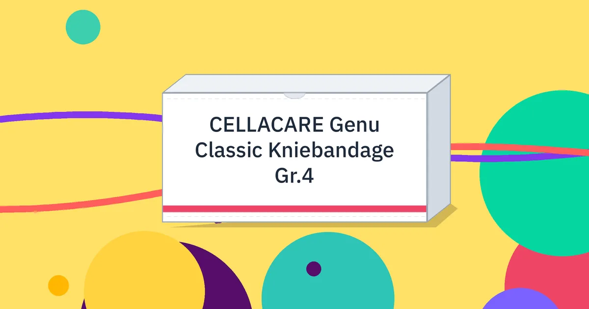 Symbolbild: Packung mit der Aufschrift CELLACARE Genu Classic Kniebandage Gr.4 (PZN 20549679) – Verfügbarkeit und Bezug in Apotheken in Frankfurt am Main