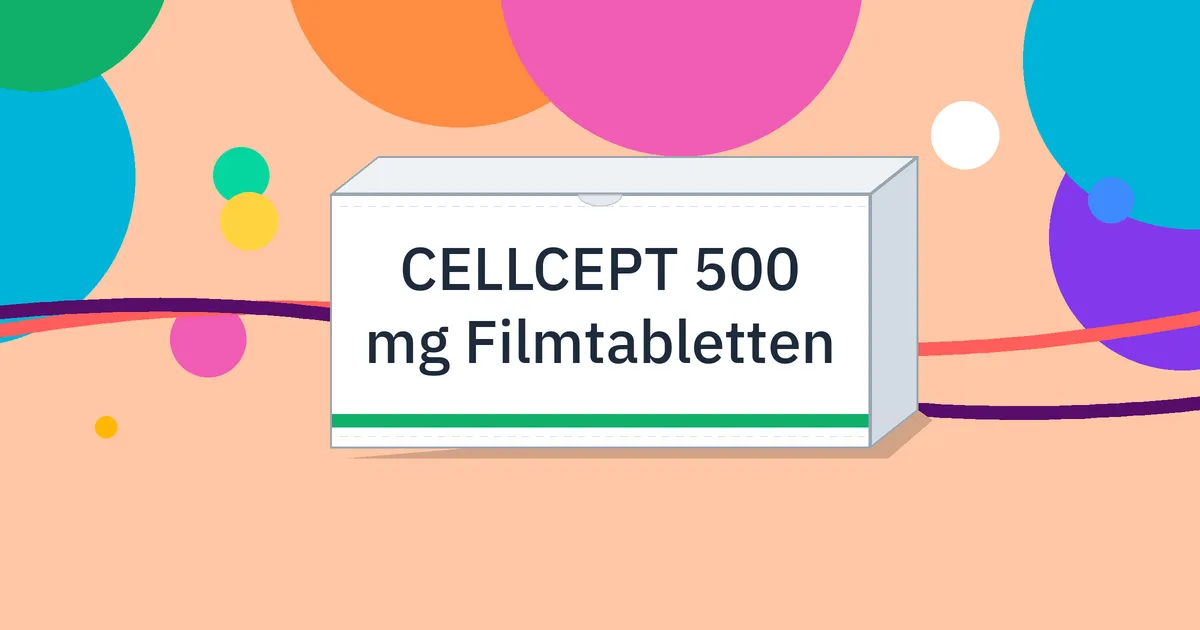 Symbolbild: Packung mit der Aufschrift CELLCEPT 500 mg Filmtabletten (PZN 01227473) – Verfügbarkeit und Bezug in Apotheken in Frankfurt am Main