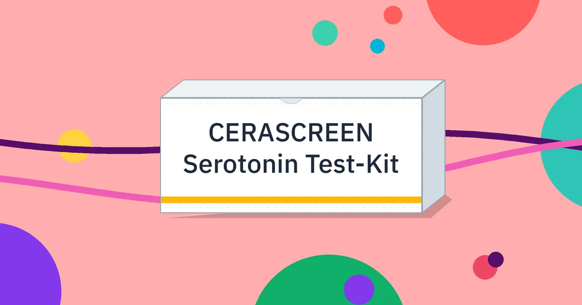 Symbolbild: Packung mit der Aufschrift CERASCREEN Serotonin Test-Kit (PZN 11584151) – Verfügbarkeit und Bezug in Apotheken in Frankfurt am Main