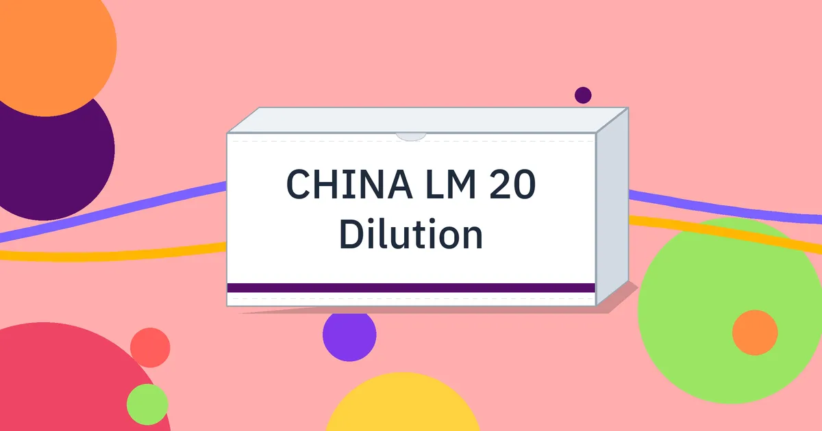 Symbolbild: Packung mit der Aufschrift CHINA LM 20 Dilution (PZN 12813903) – Verfügbarkeit und Bezug in Apotheken in Frankfurt am Main
