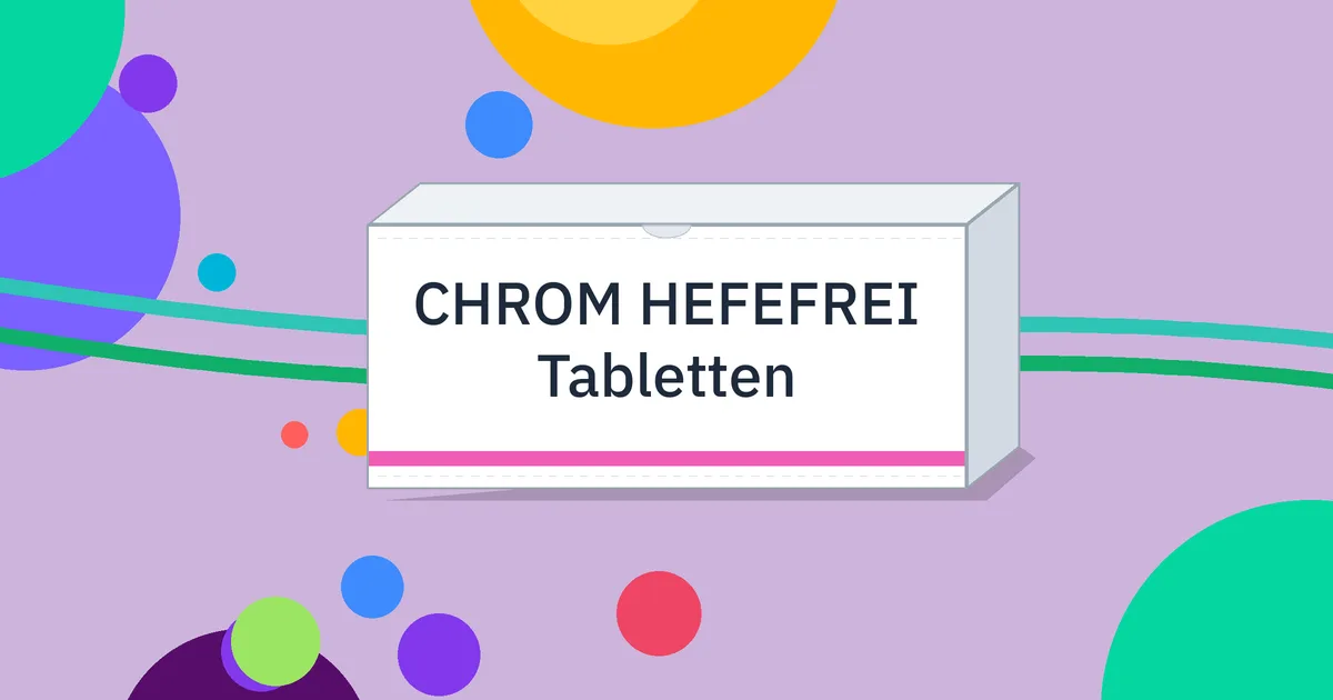 Symbolbild: Packung mit der Aufschrift CHROM HEFEFREI Tabletten (PZN 08726593) – Verfügbarkeit und Bezug in Apotheken in Frankfurt am Main