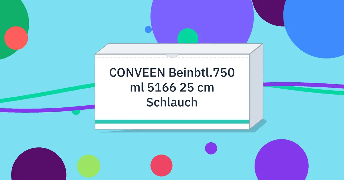 Symbolbild: Packung mit der Aufschrift CONVEEN Beinbtl.750 ml 5166 25 cm Schlauch (PZN 08711203) – Verfügbarkeit und Bezug in Apotheken in Frankfurt am Main