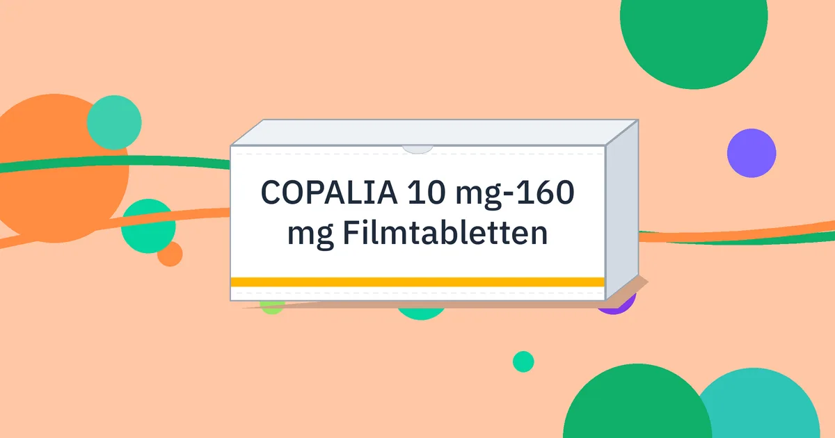 Symbolbild: Packung mit der Aufschrift COPALIA 10 mg-160 mg Filmtabletten (PZN 15318446) – Verfügbarkeit und Bezug in Apotheken in Frankfurt am Main