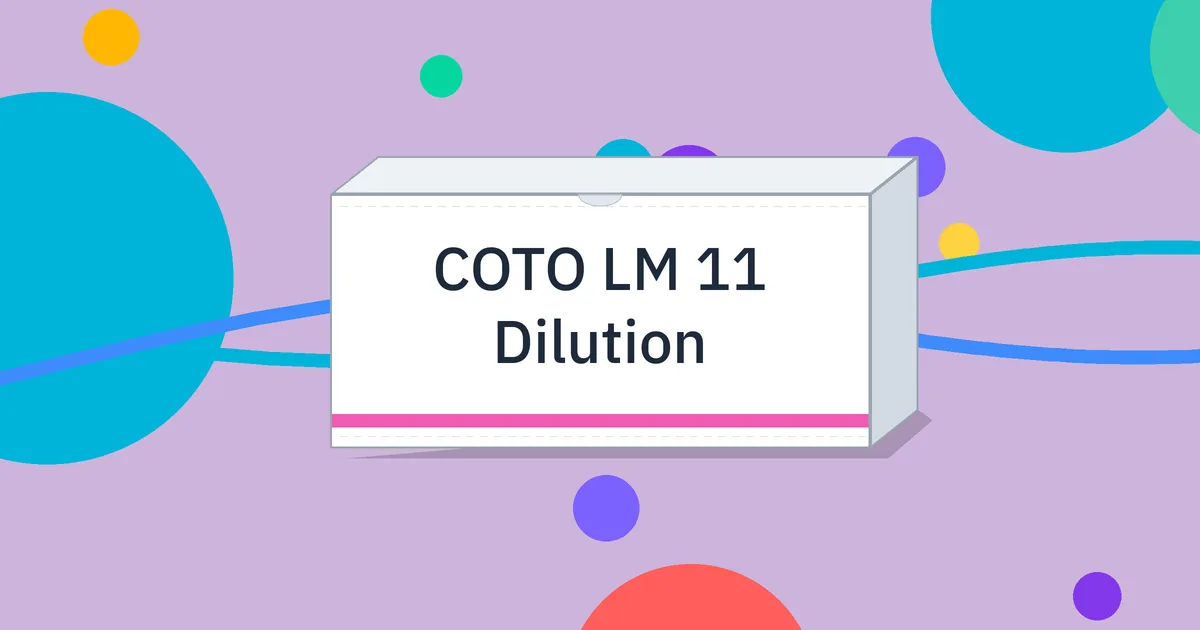 Symbolbild: Packung mit der Aufschrift COTO LM 11 Dilution (PZN 13455340) – Verfügbarkeit und Bezug in Apotheken in Frankfurt am Main