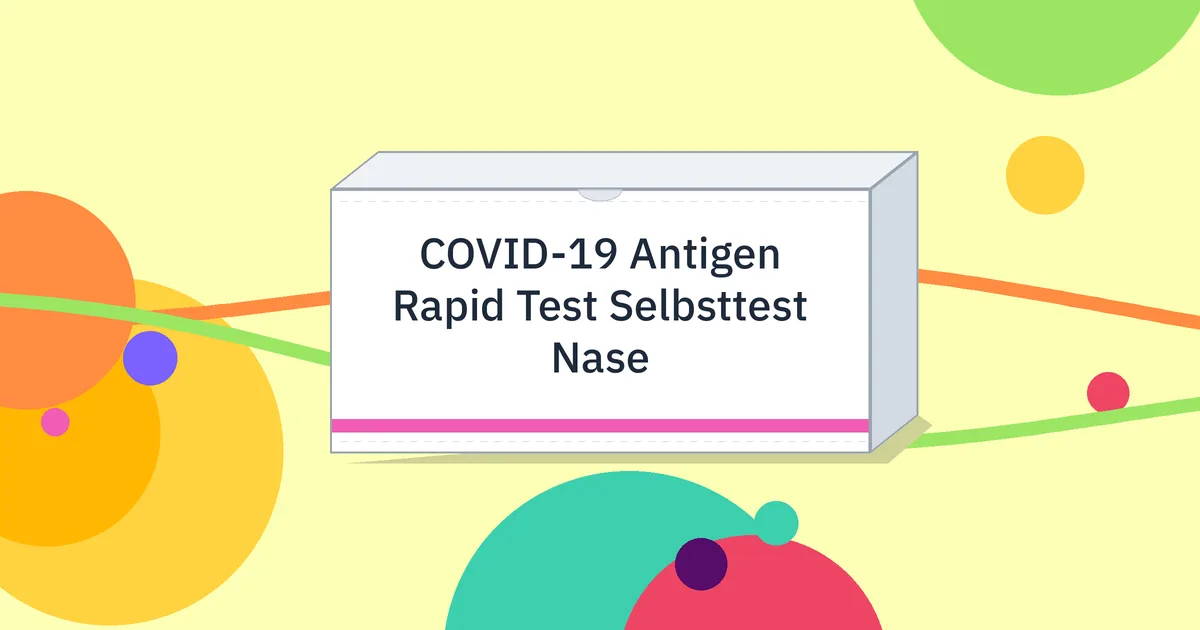 Symbolbild: Packung mit der Aufschrift COVID-19 Antigen Rapid Test Selbsttest Nase (PZN 17430058) – Verfügbarkeit und Bezug in Apotheken in Frankfurt am Main