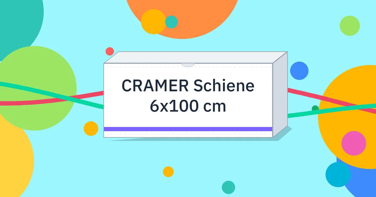 Symbolbild: Packung mit der Aufschrift CRAMER Schiene 6x100 cm (PZN 07004544) – Verfügbarkeit und Bezug in Apotheken in Frankfurt am Main