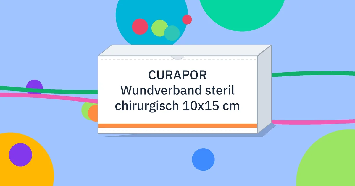 Symbolbild: Packung mit der Aufschrift CURAPOR Wundverband steril chirurgisch 10x15 cm (PZN 17831633) – Verfügbarkeit und Bezug in Apotheken in Frankfurt am Main